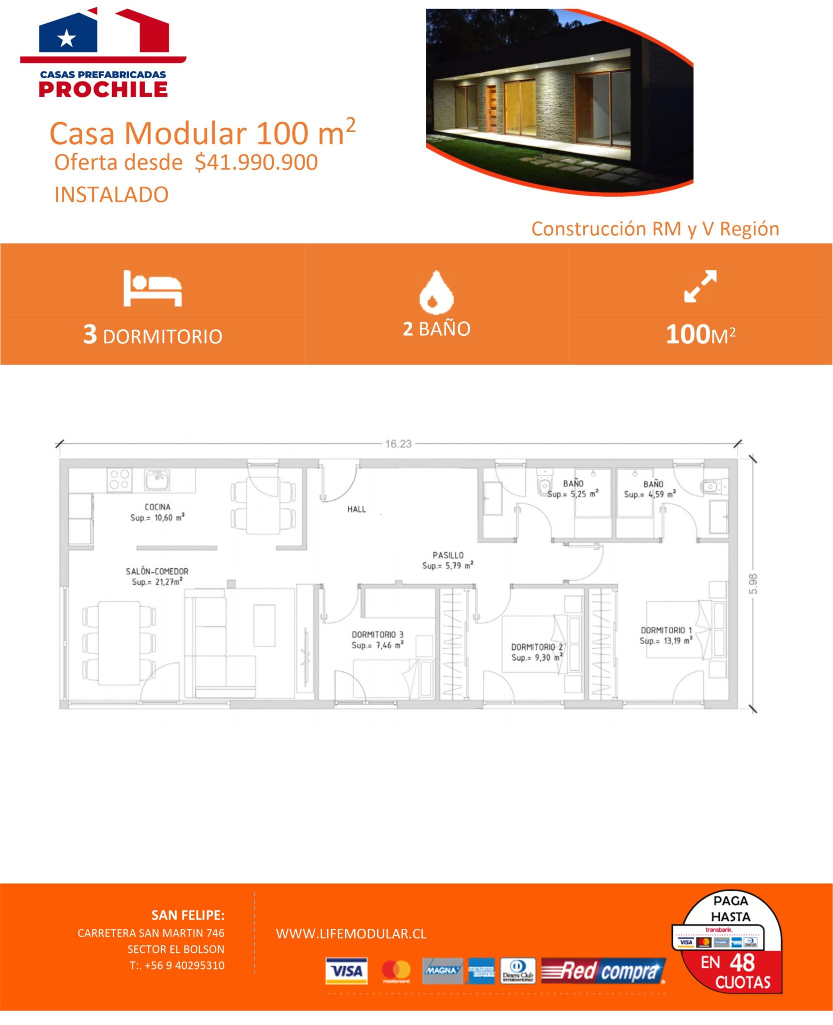 Casa Modular 100m2 – Casas prefabricadas en Chile