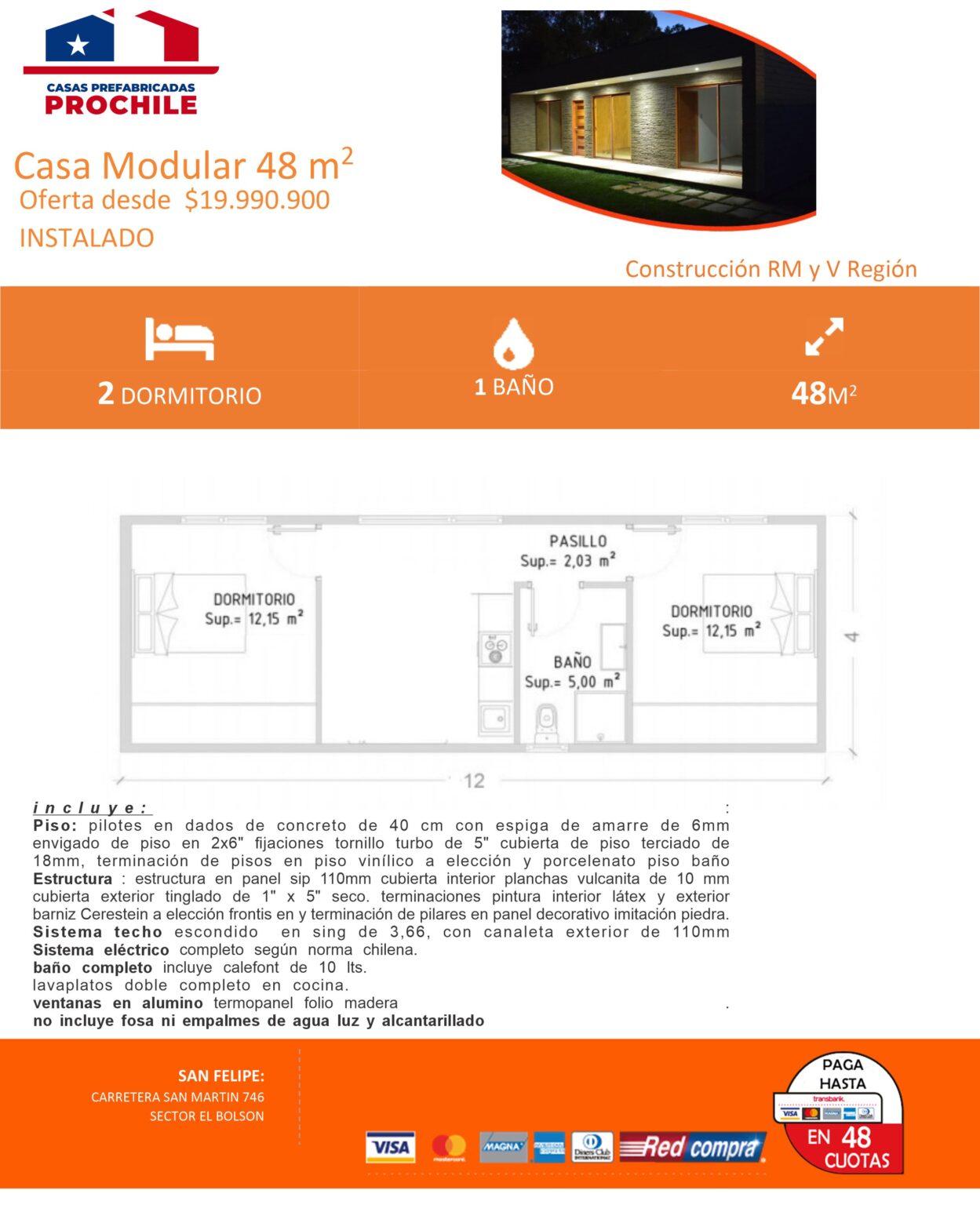 Casa Modular 48m2 – Casas prefabricadas en Chile
